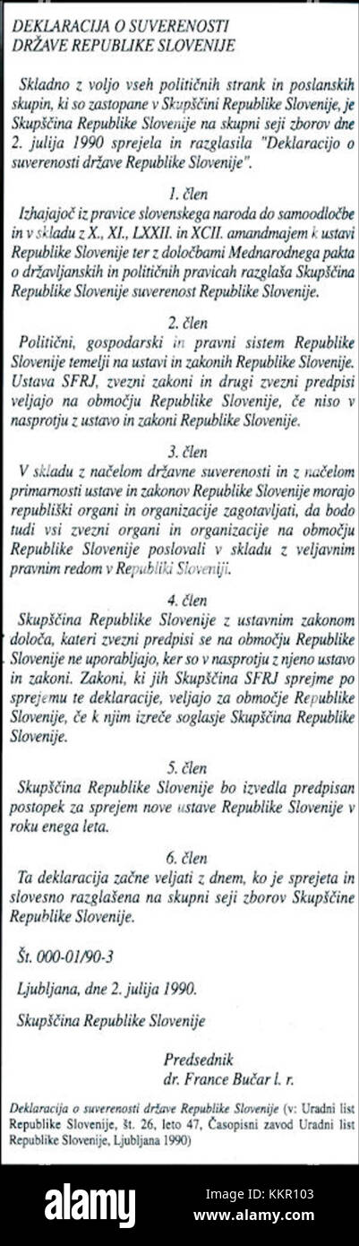 The Declaration of Sovereignty of the Republic of Slovenia was adopted ...