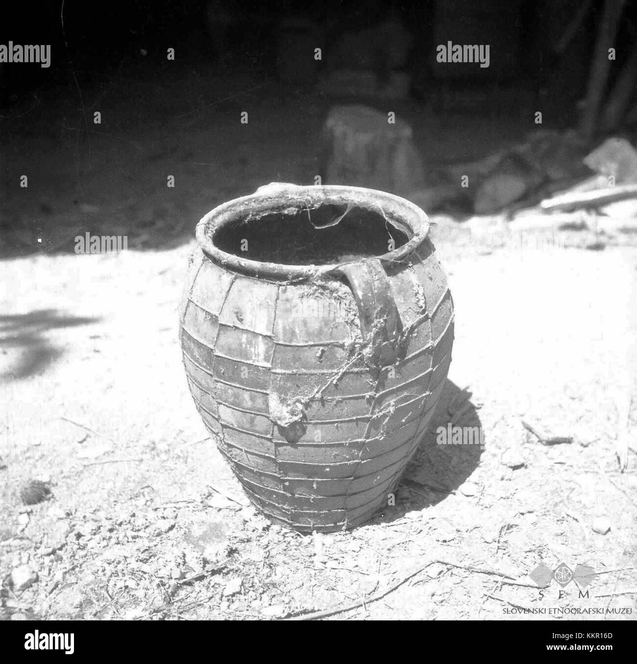 A photograph of a clay pot for grease (Glinast lonec za mast) from ...