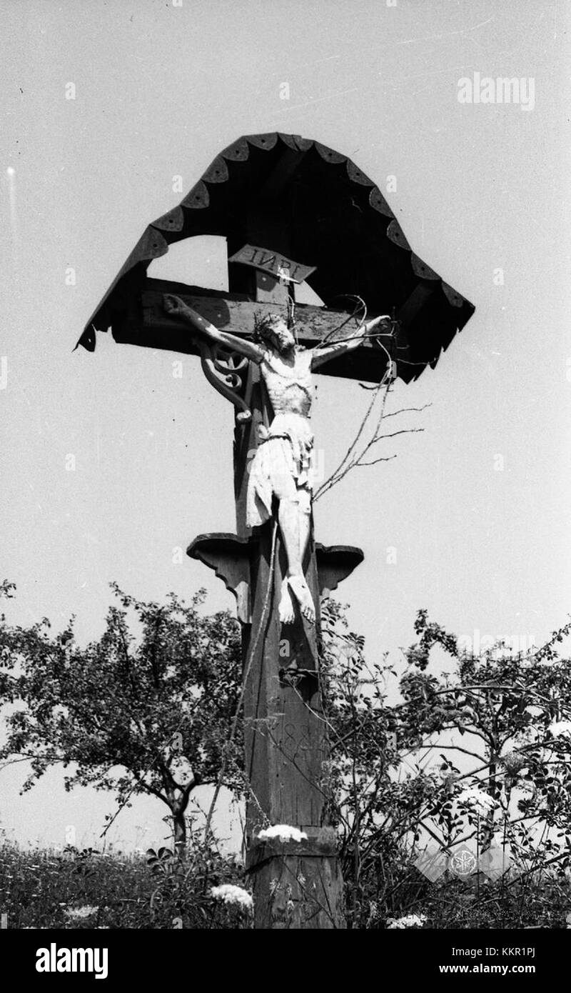 *Znamenje lesen Kristus* (Wooden Christ Sign) from Kamnje, 1961, is a ...