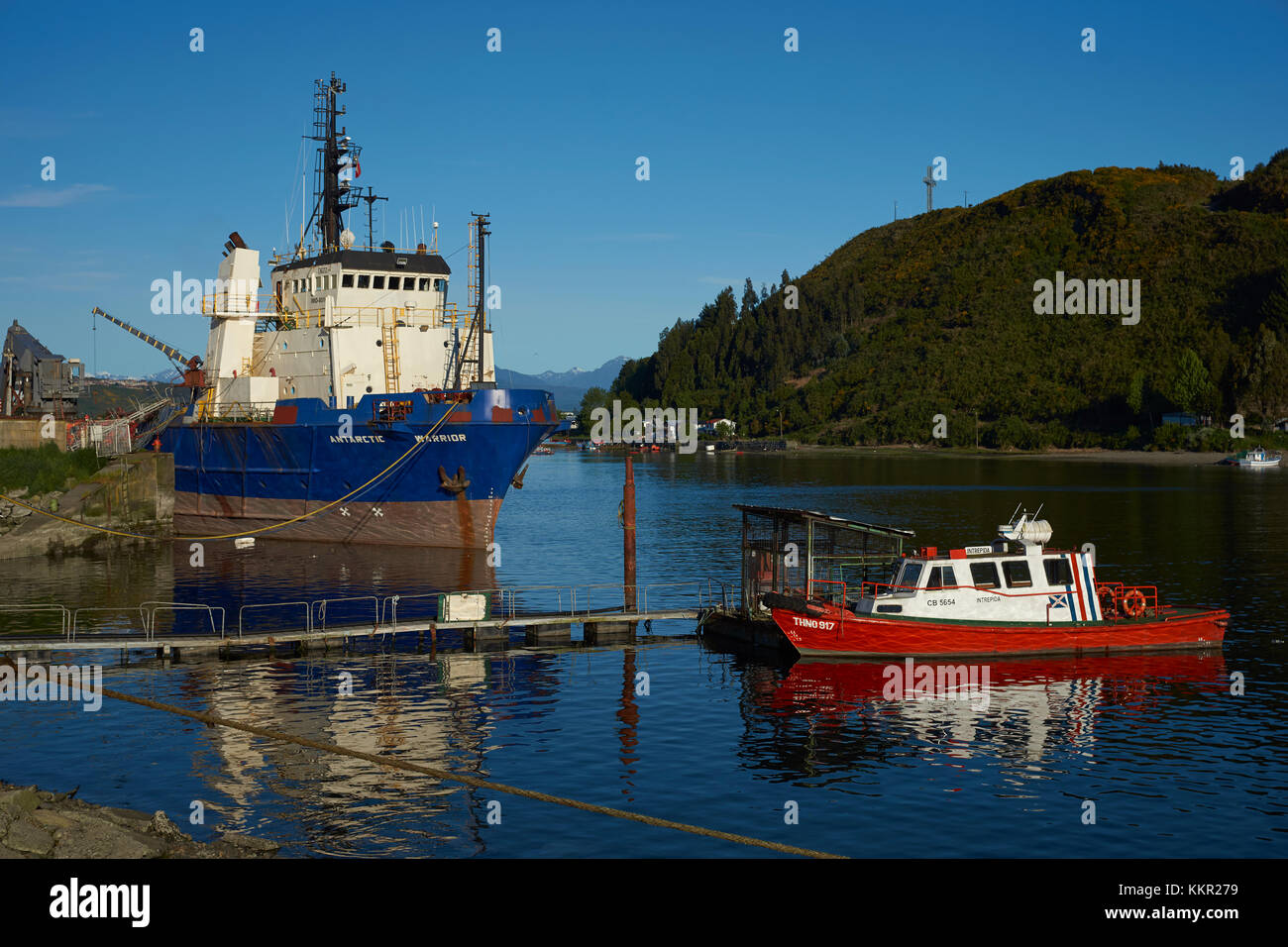 Busy port of Puerto Montt in Southern Chile Stock Photo - Alamy