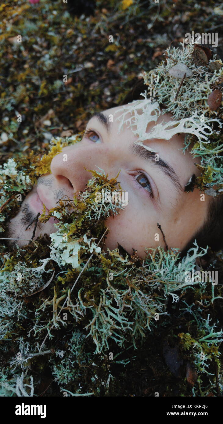 Artistic portrait of a forest man Stock Photo - Alamy