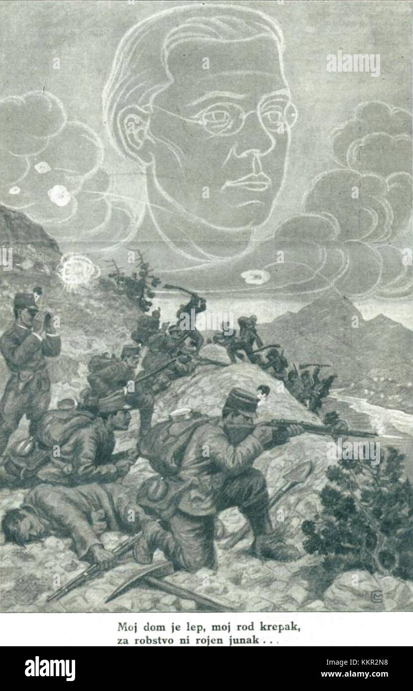 A postcard from the V. group of the army, featuring images that depict ...