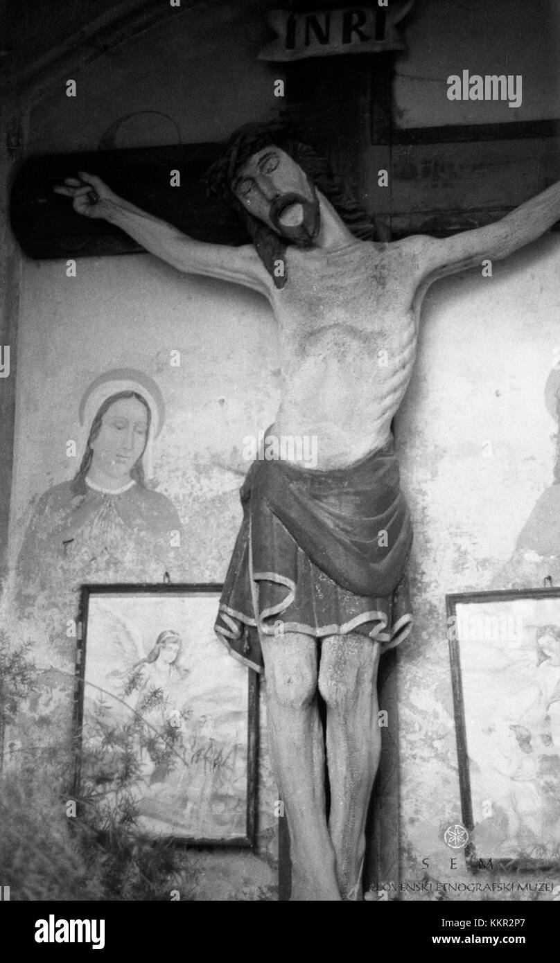 This crucifix from 1963 represents Christian iconography, capturing a ...