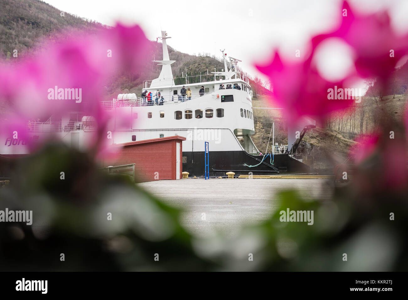 Flam, Norway - October 2017 : Passenger ferry leaving Flam during ...