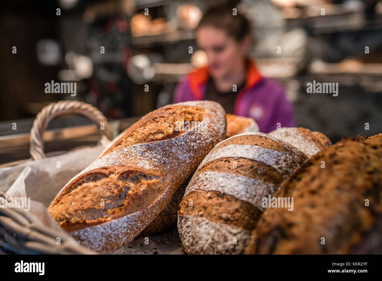 Flam, Norway - October 2017 : Fresh loaves of delicioushome made bread ...