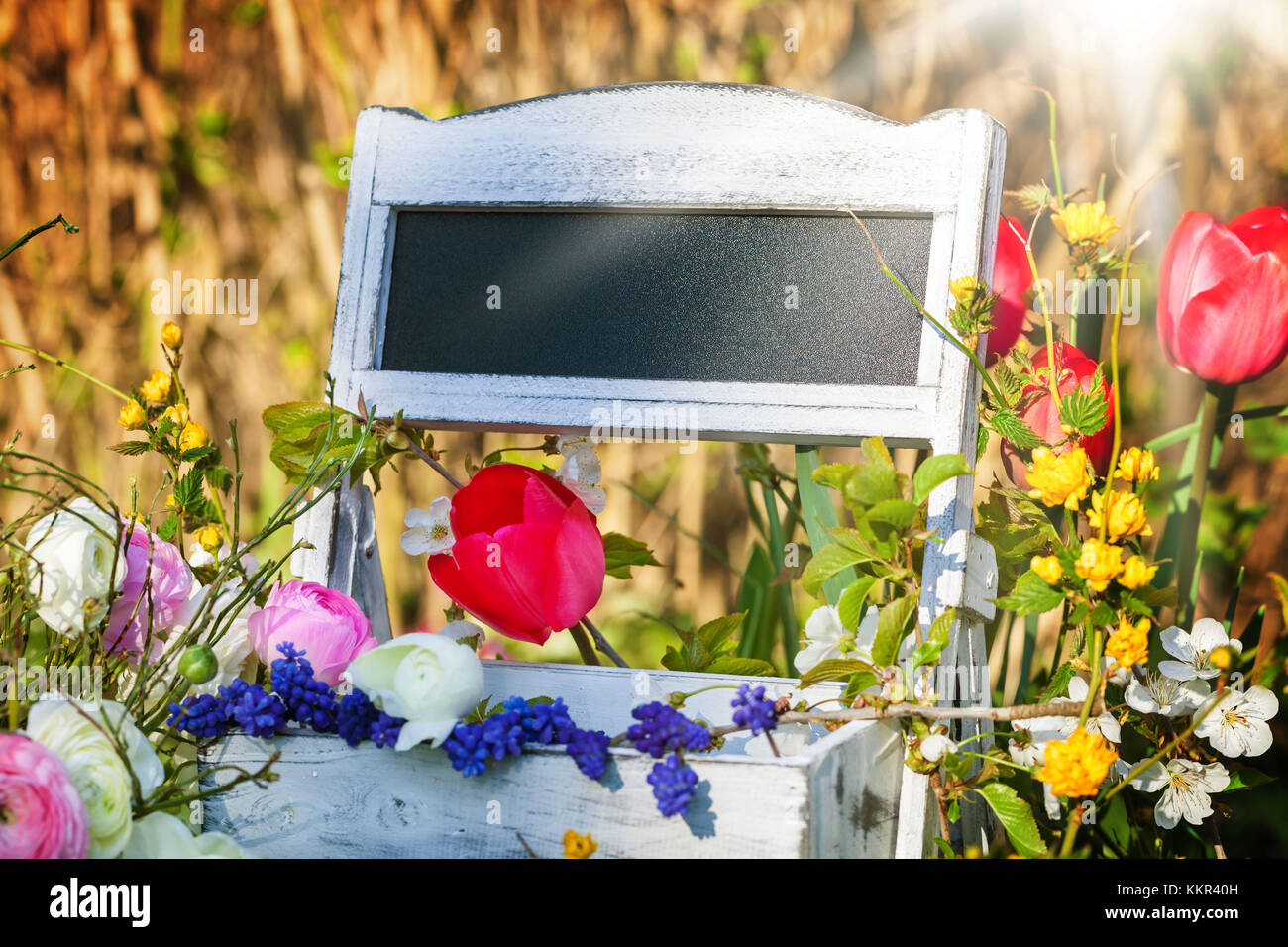 Flower stairs, decoration in the garden Stock Photo - Alamy