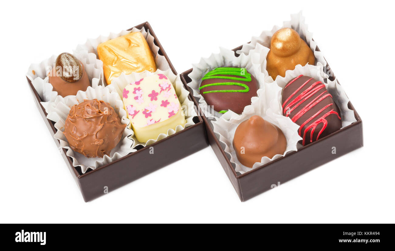 Chocolates, candy, truffle, packed in boxes Stock Photo - Alamy