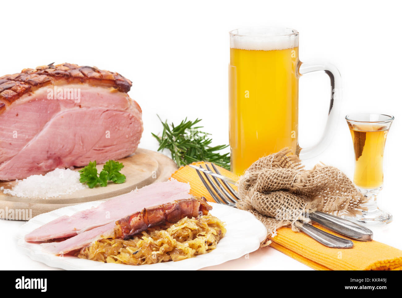 Salt roast, sauerkraut, beer Stock Photo - Alamy