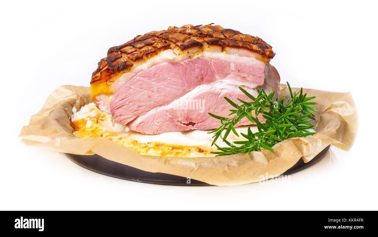 Salt roast, roast with crackling, cut Stock Photo - Alamy