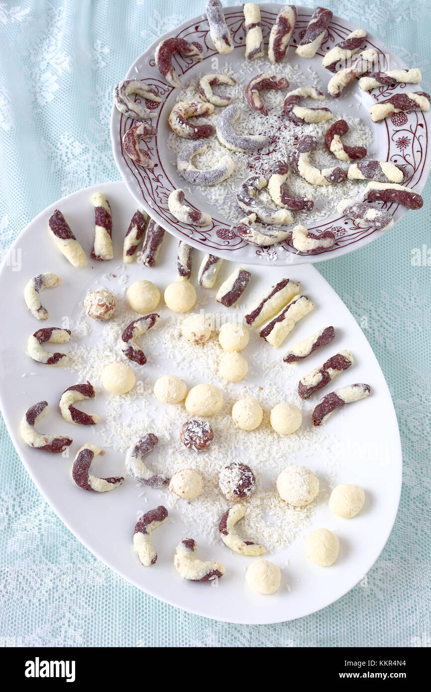 Sweets with cocoa and coconut chips Stock Photo - Alamy