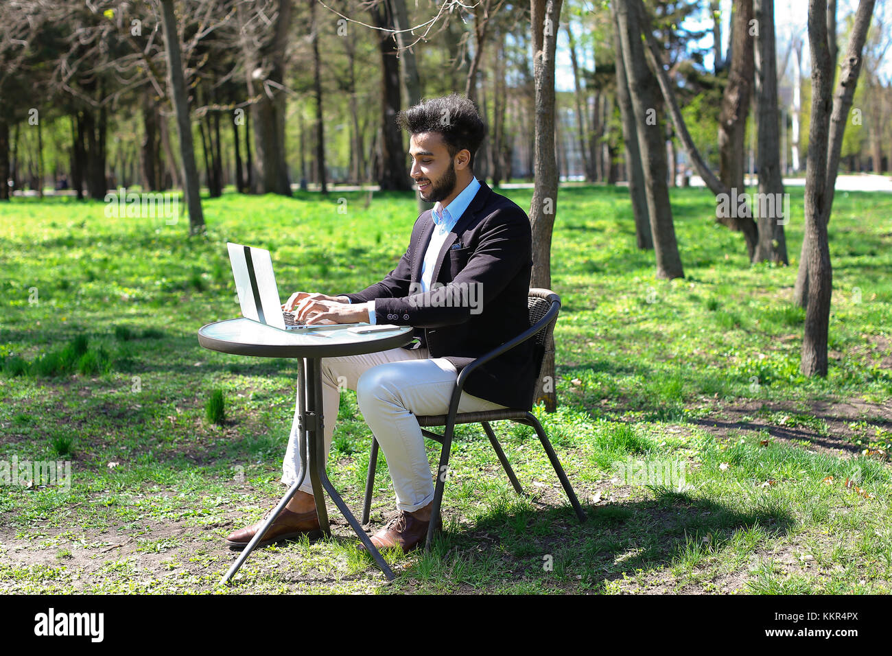 Person using laptop and clicking keyboard, putting hands up, close ...