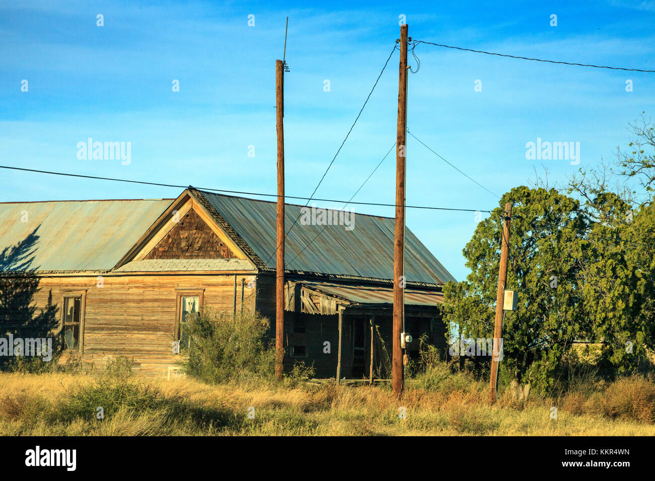 Rustic Texas cattle farm with a tin roof and hay in the fields Stock ...