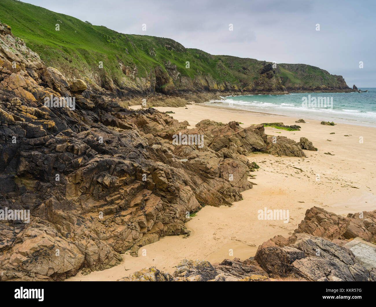 Plemont Bay at low tide Stock Photo - Alamy