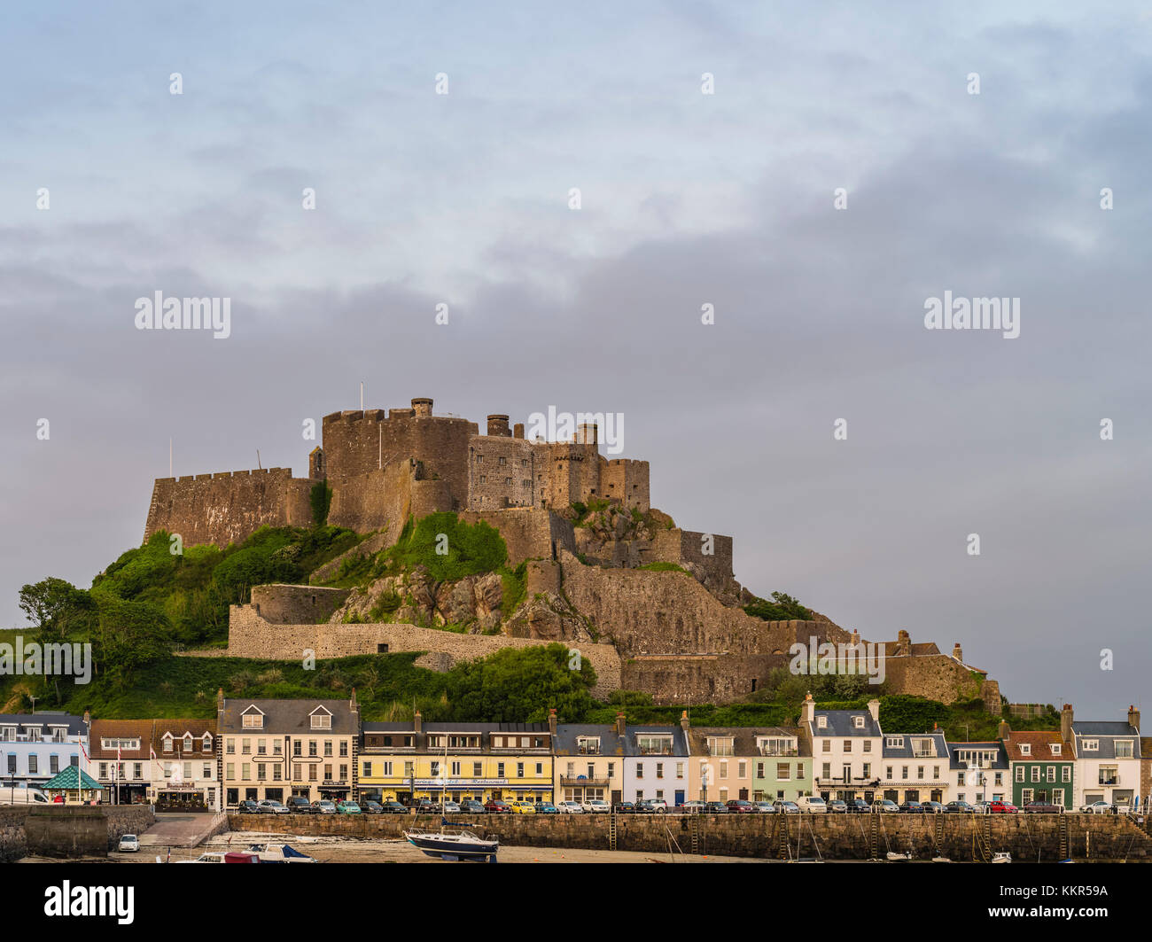 Gorey with Mont Orgueil Castle on Jersey Stock Photo - Alamy