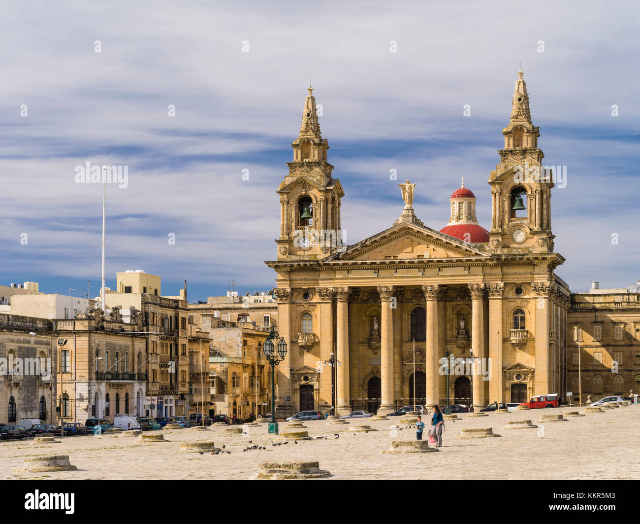 St Publius church and square in Floriana on Malta Stock Photo - Alamy