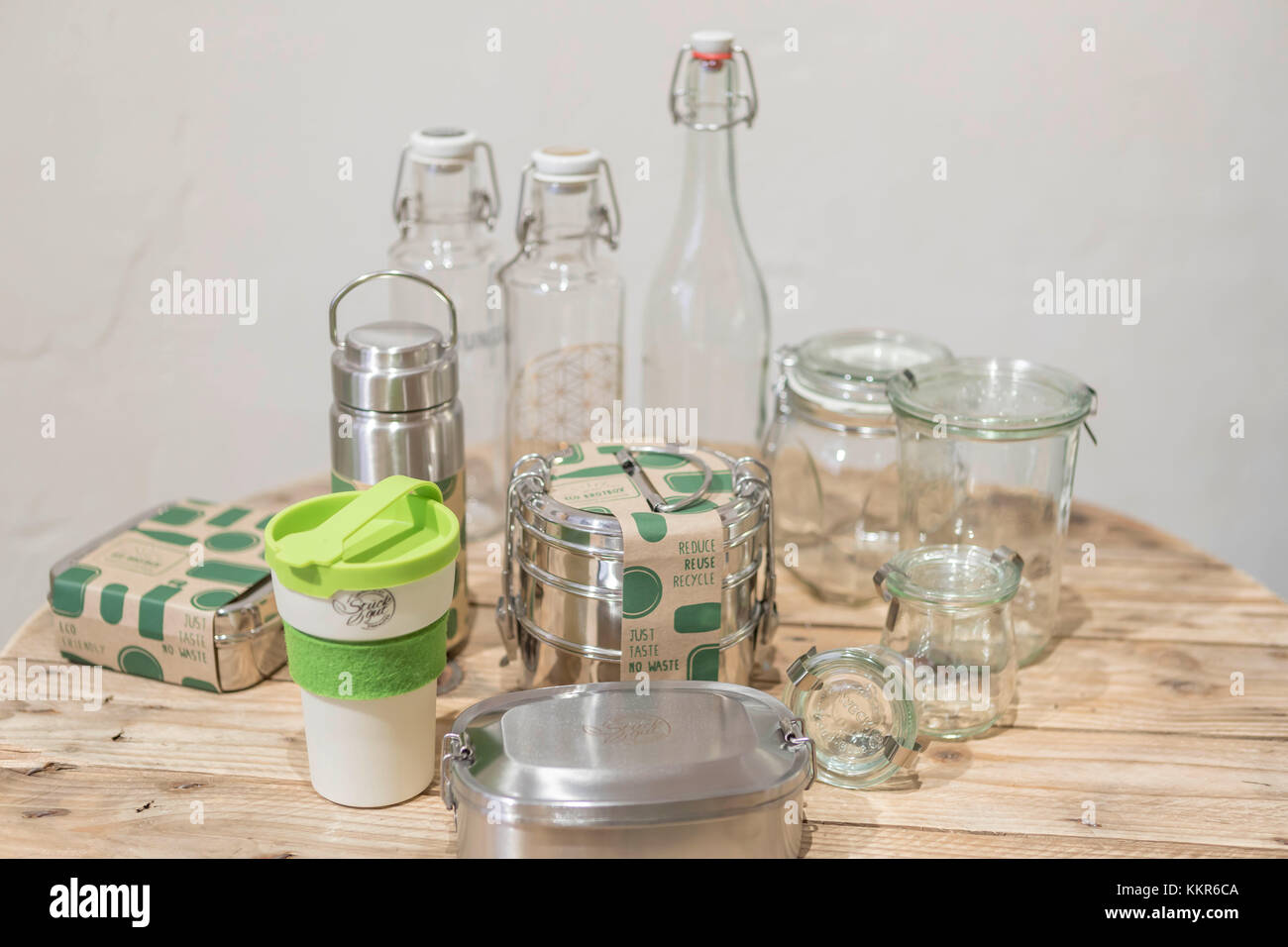 Reusable glass bottles from the unpackaged stuckgut shop hi-res stock ...