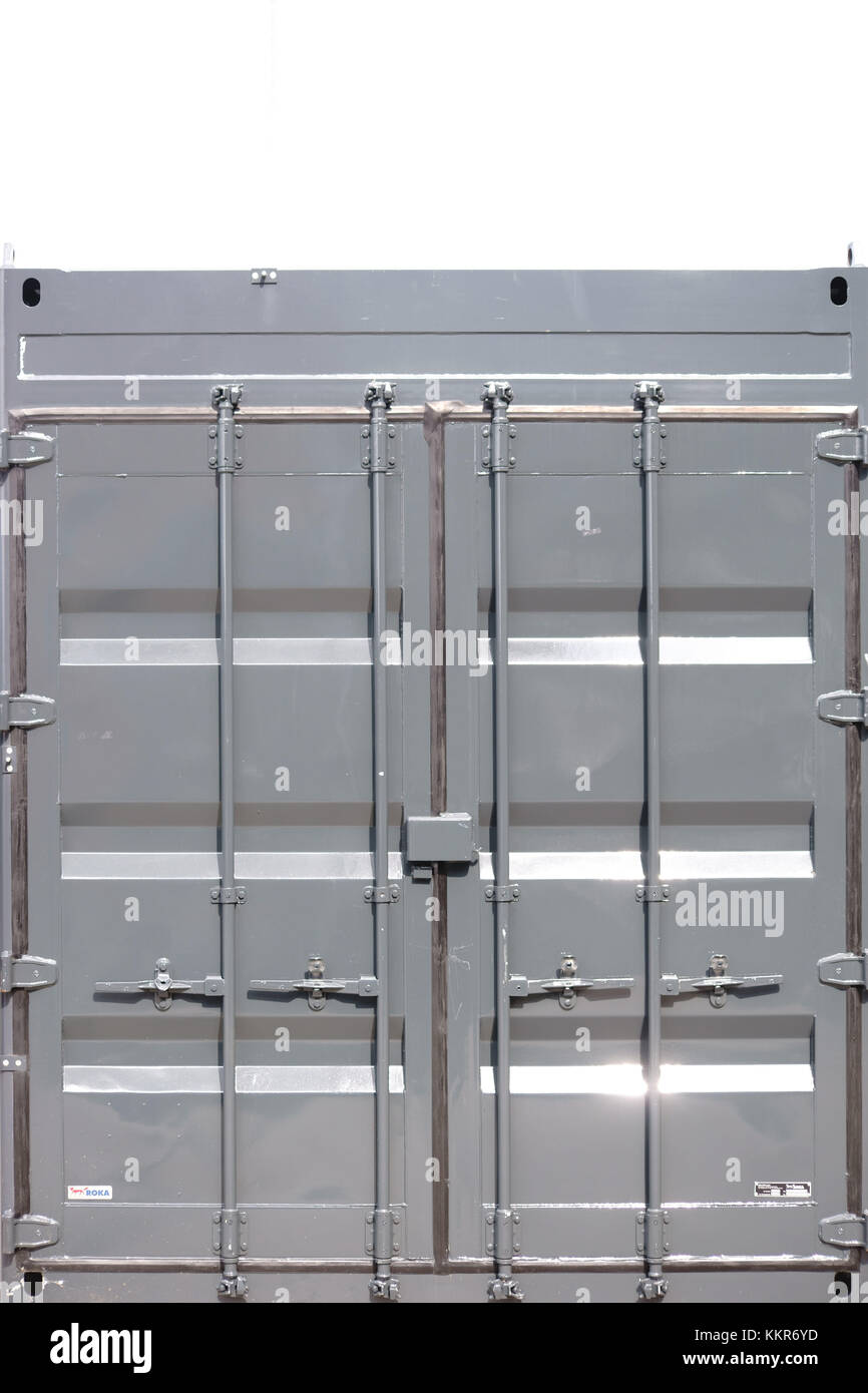 Cargo container, front view, closed flap Stock Photo - Alamy