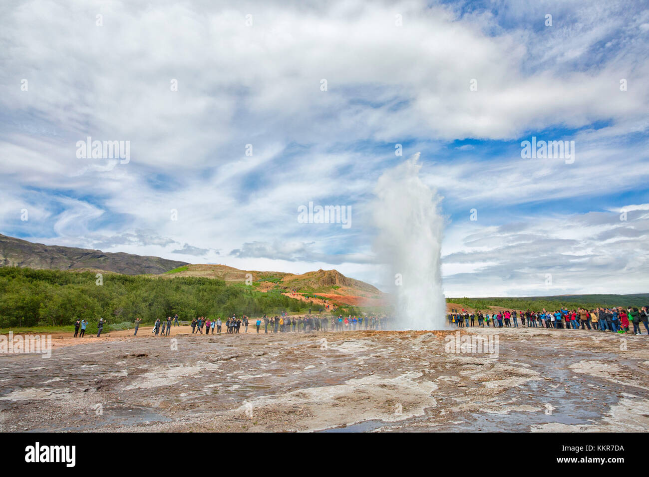 Strokkur Geyser eruption, Haukadalur Geothermal Area, Haukadalur ...