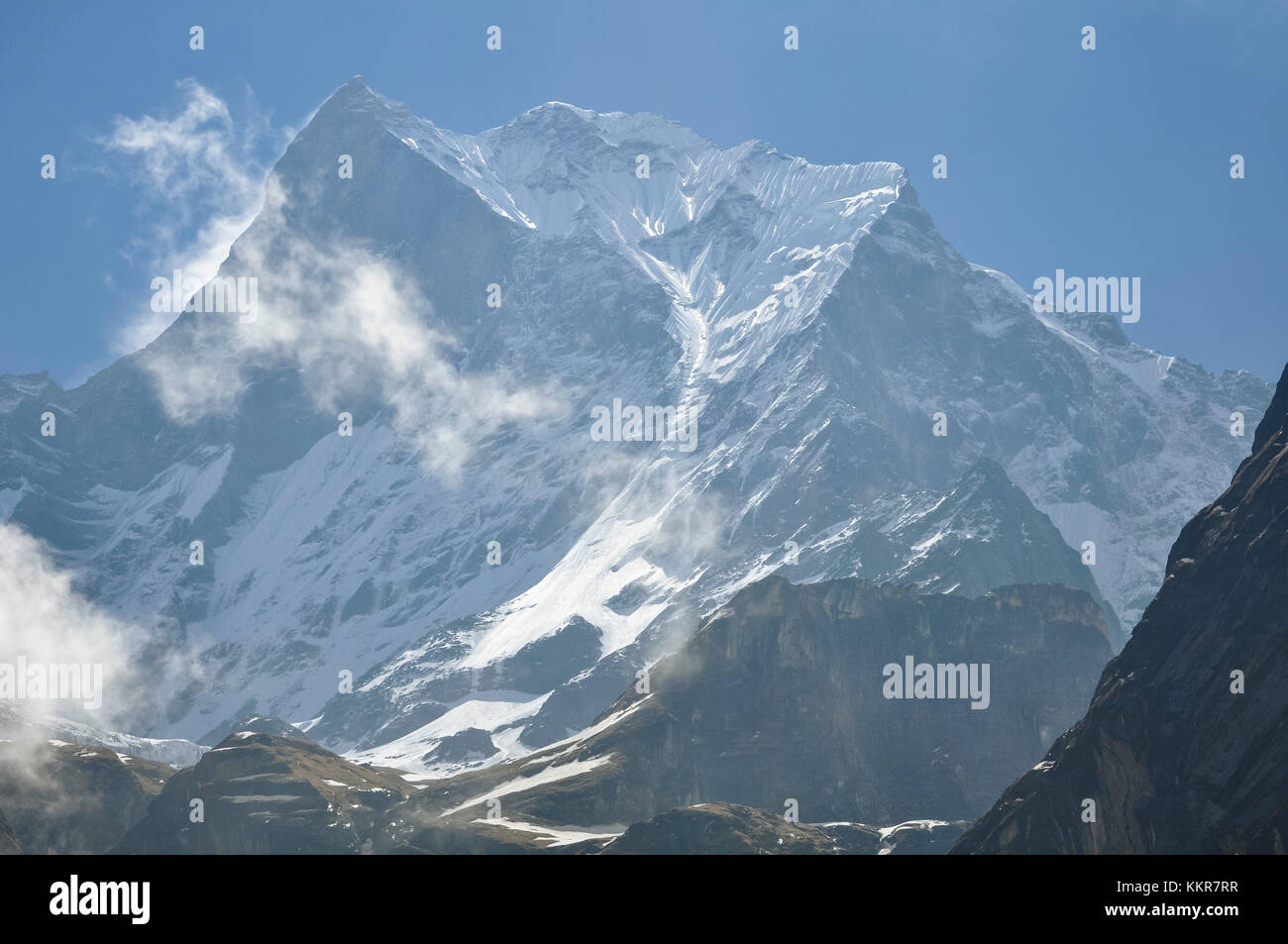 Mount Machapuchare viewed from Machapuchare Base Camp,Annapurna region ...