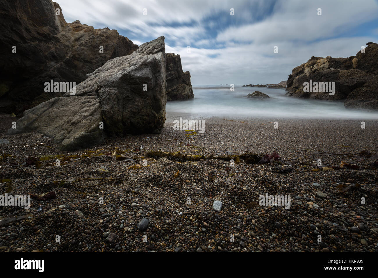 Long exposure on a beach cove in Point Lobos State Park, CA Stock Photo ...