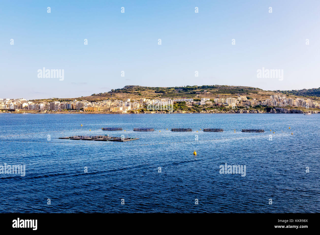 A fish farm in the bay of Mellieha, Malta Stock Photo - Alamy