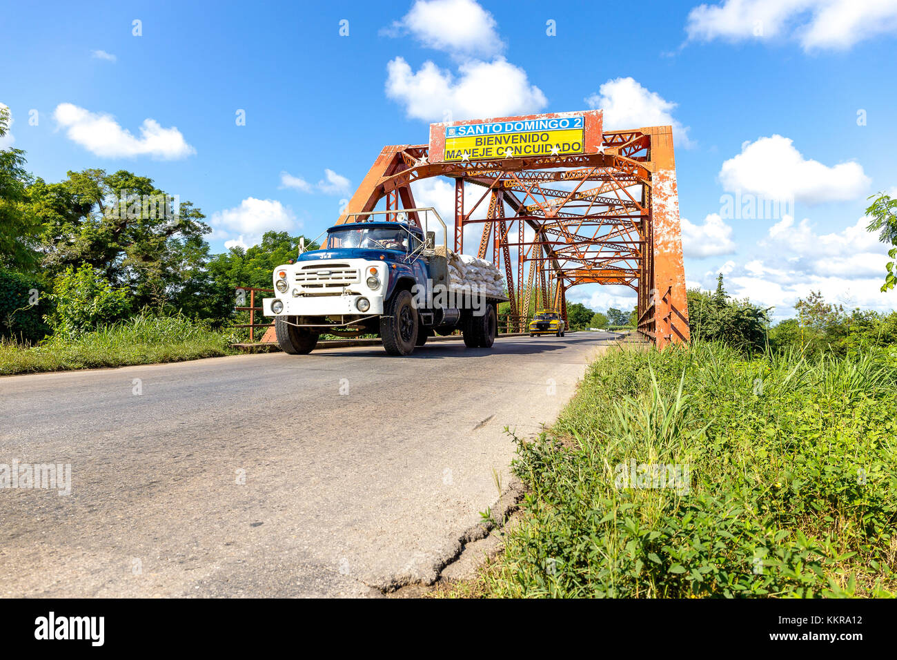 Oldtimer on a Street near Santo Domingo, Cuba Stock Photo - Alamy