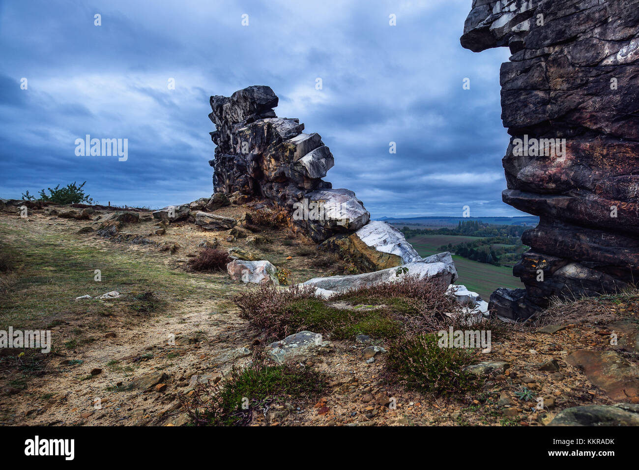 The devils wall near Queldinburg in the german region Harz Stock Photo ...