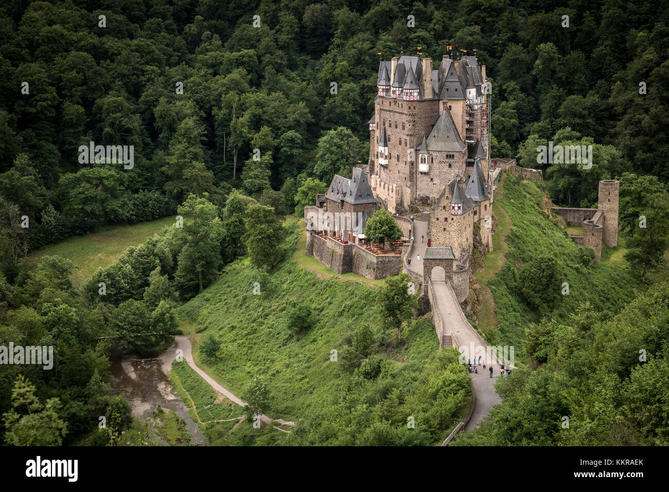 WIERSCHEM, GERMANY, JUNE 30, 2017: The Burg Eltz and the Elzbach Stock ...