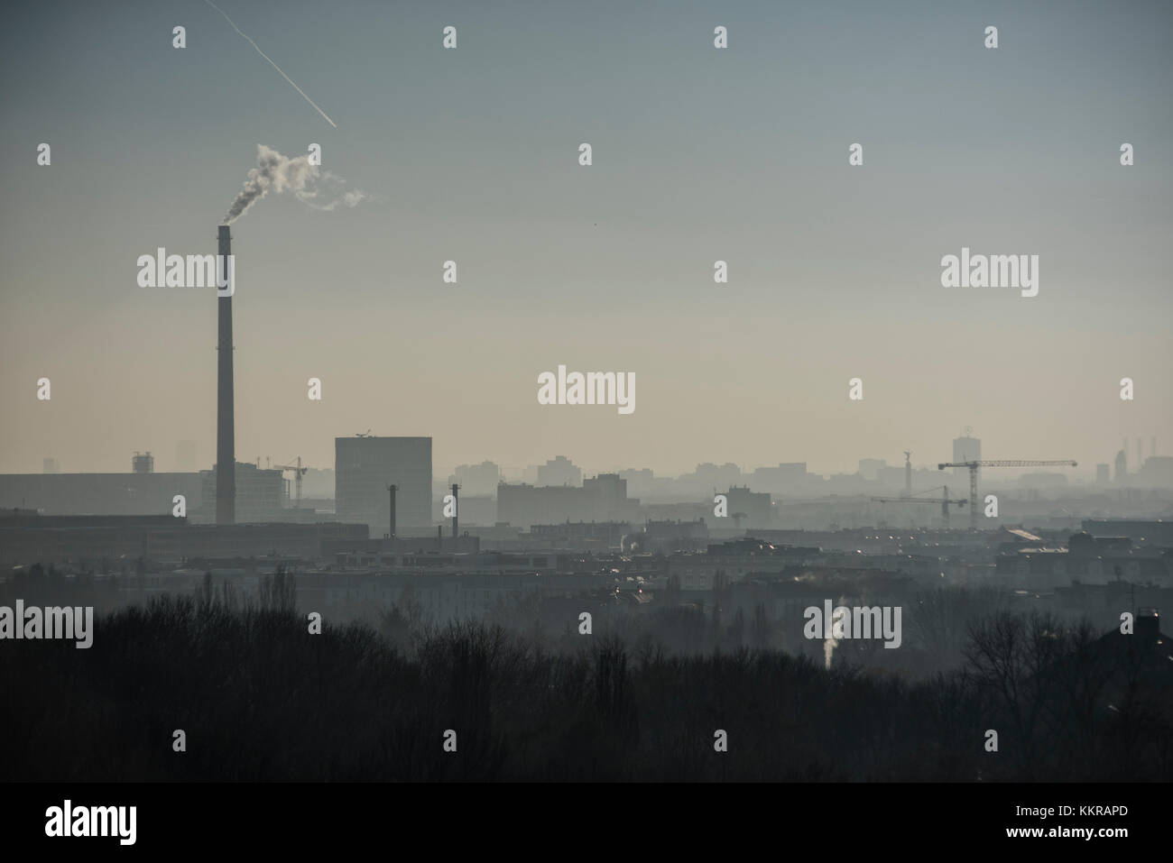 Urban landscape with chimney, aerial view Stock Photo - Alamy