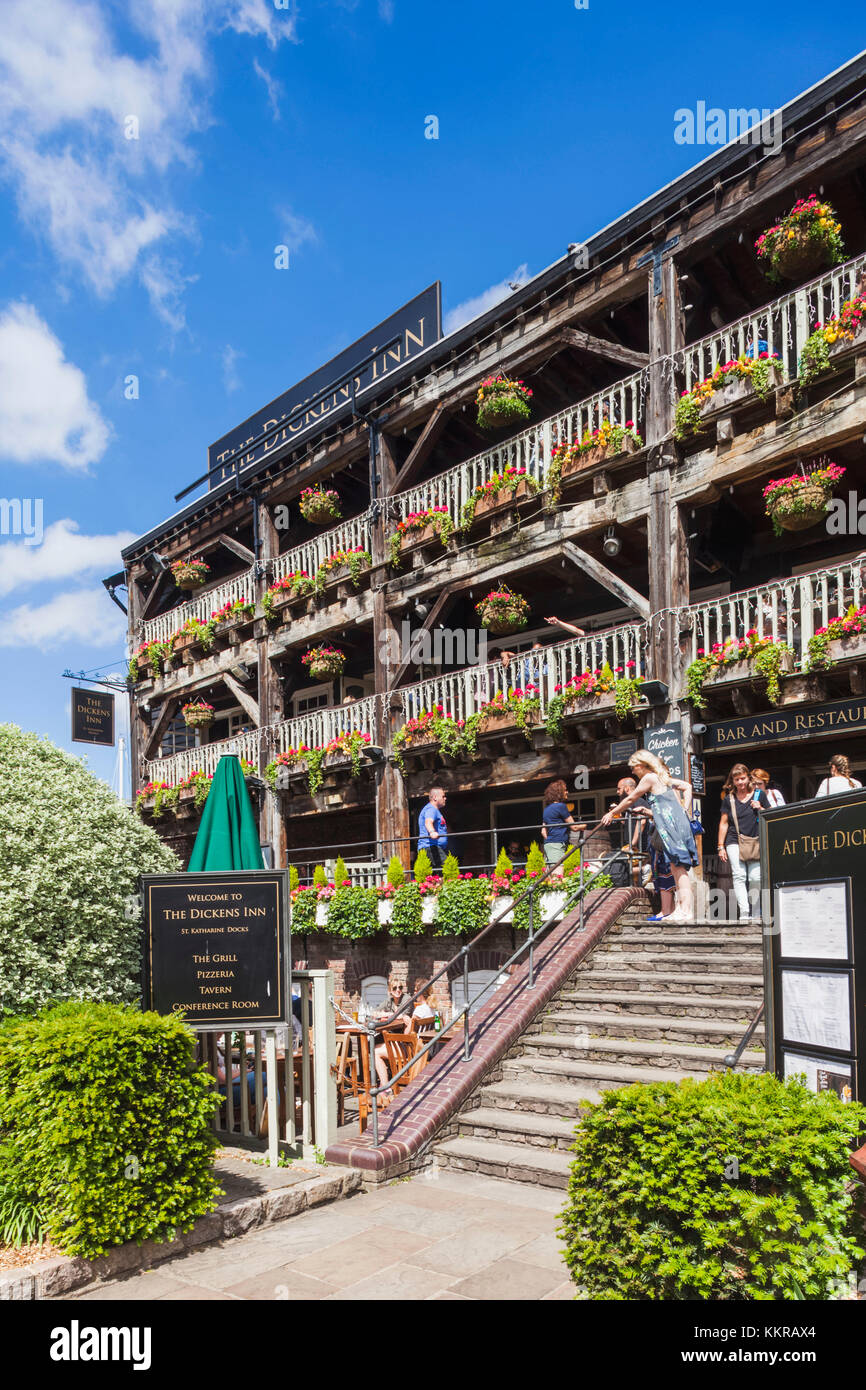 England, London, Tower Hamlets, St.Katharine Docks, The Dickens Inn Pub ...