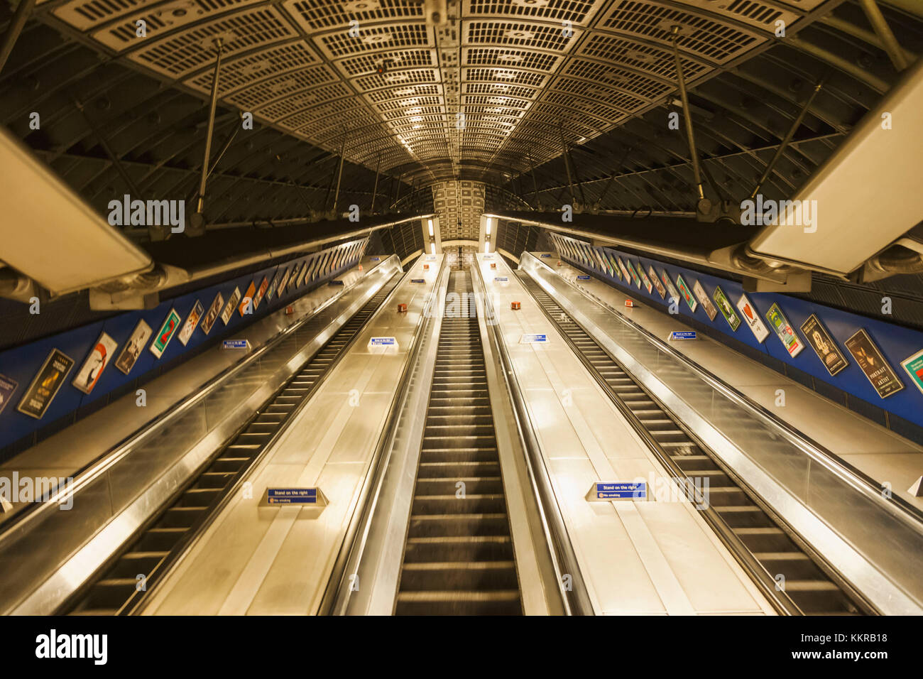 England, London, Empty Underground Station Escalator Stock Photo - Alamy