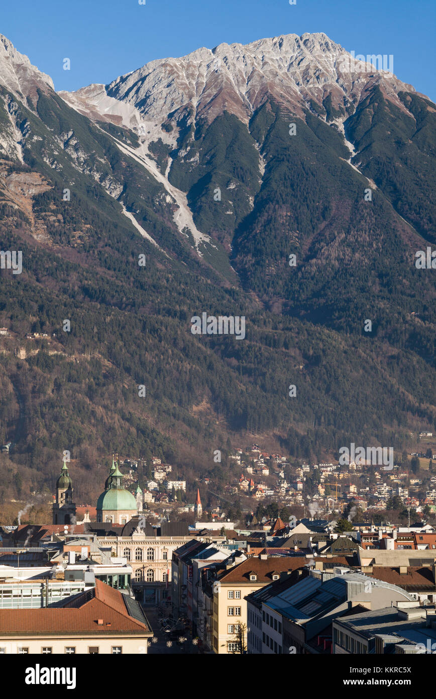 Austria, Tyrol, Innsbruck, elevated city view from the south Stock ...