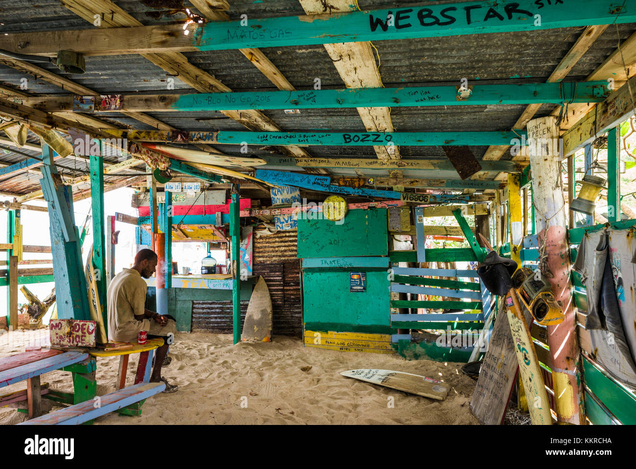 British Virgin Islands, Tortola, Capoons Bay, Bomba's Beach Shack ...