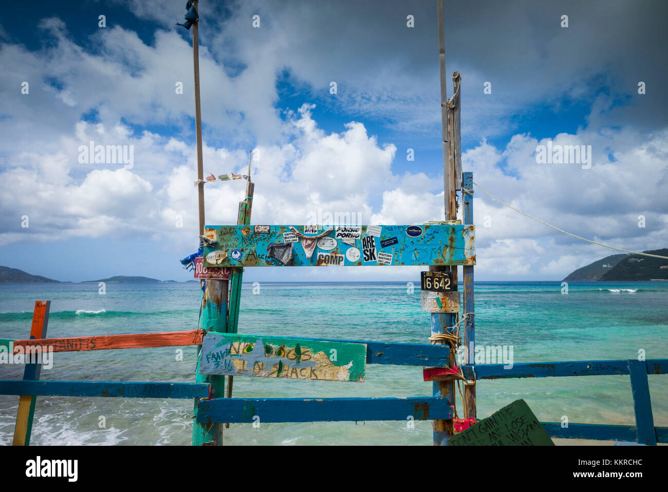 British Virgin Islands, Tortola, Capoons Bay, Bomba's Beach Shack ...