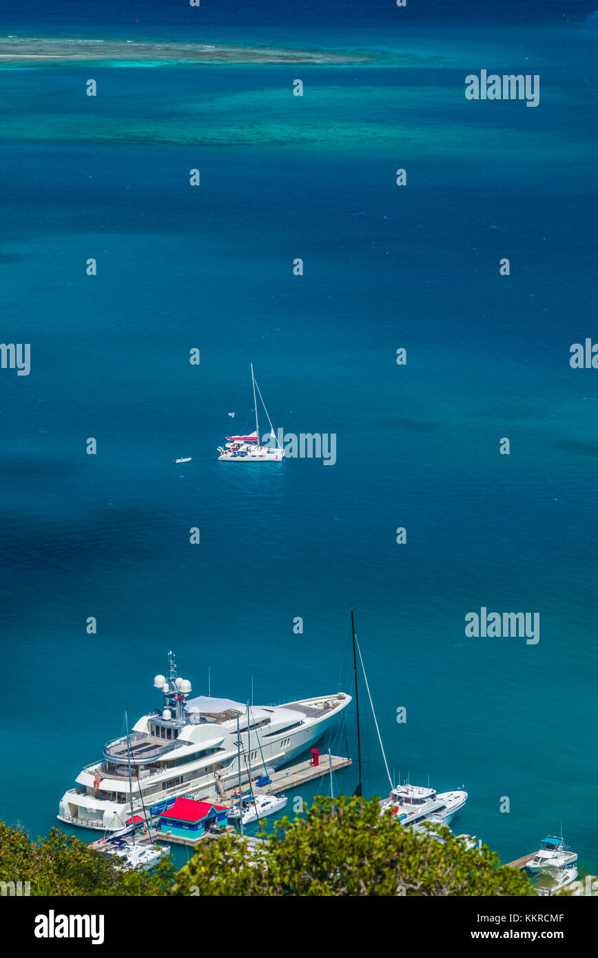 British Virgin Islands, Virgin Gorda, Leverick Bay, yacht harbor ...