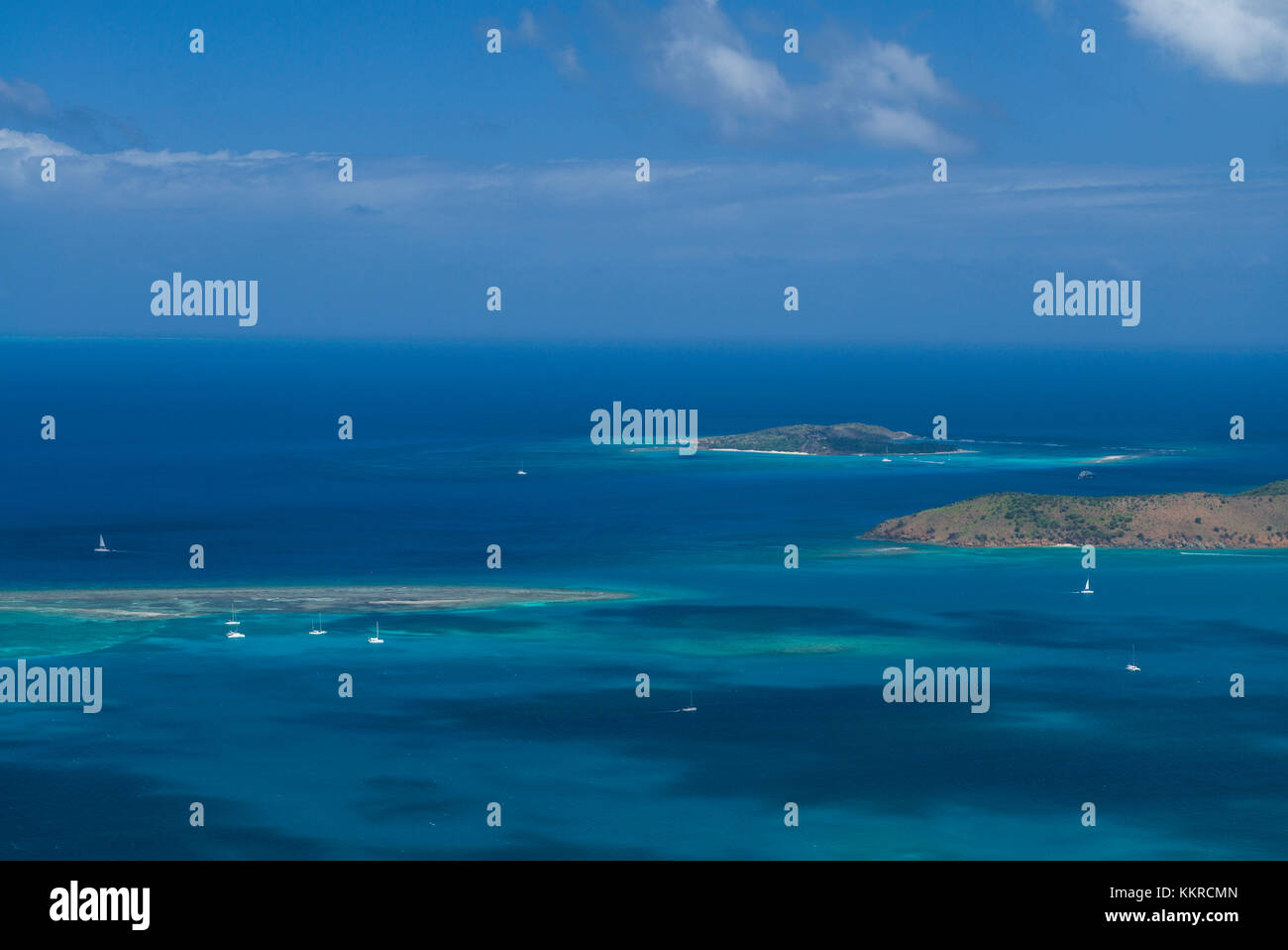 British Virgin Islands, Virgin Gorda, North Sound, elevated view of ...