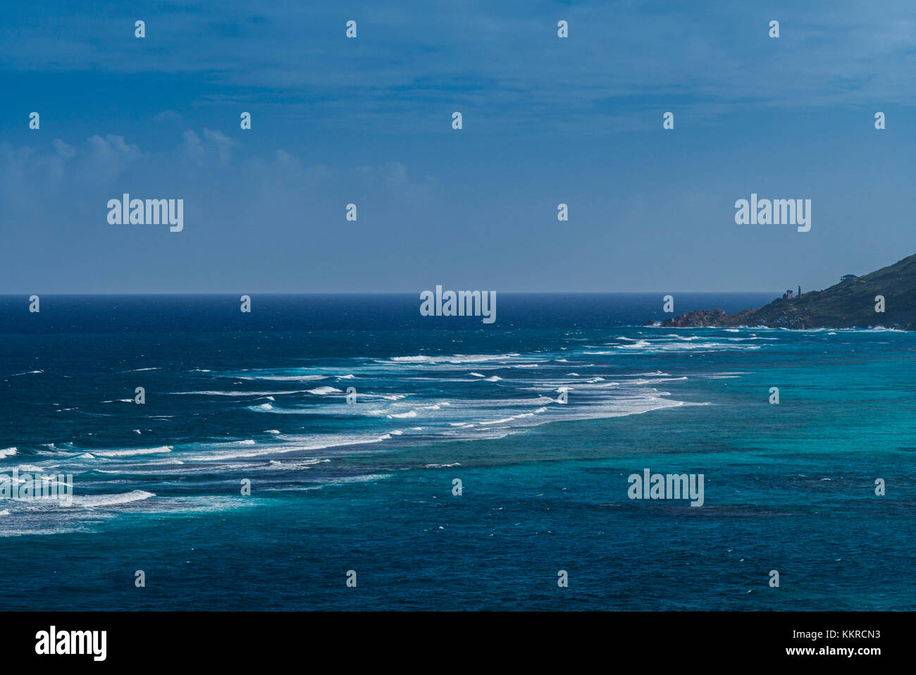 British Virgin Islands, Virgin Gorda, Copper MIne Bay, elevated view ...
