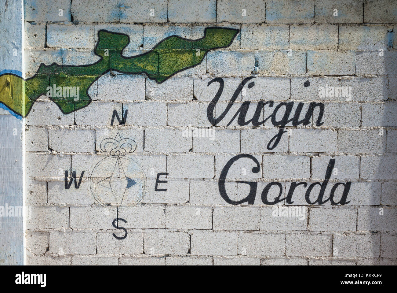 British Virgin Islands, Virgin Gorda, Spanish Town, wall mural, map of ...