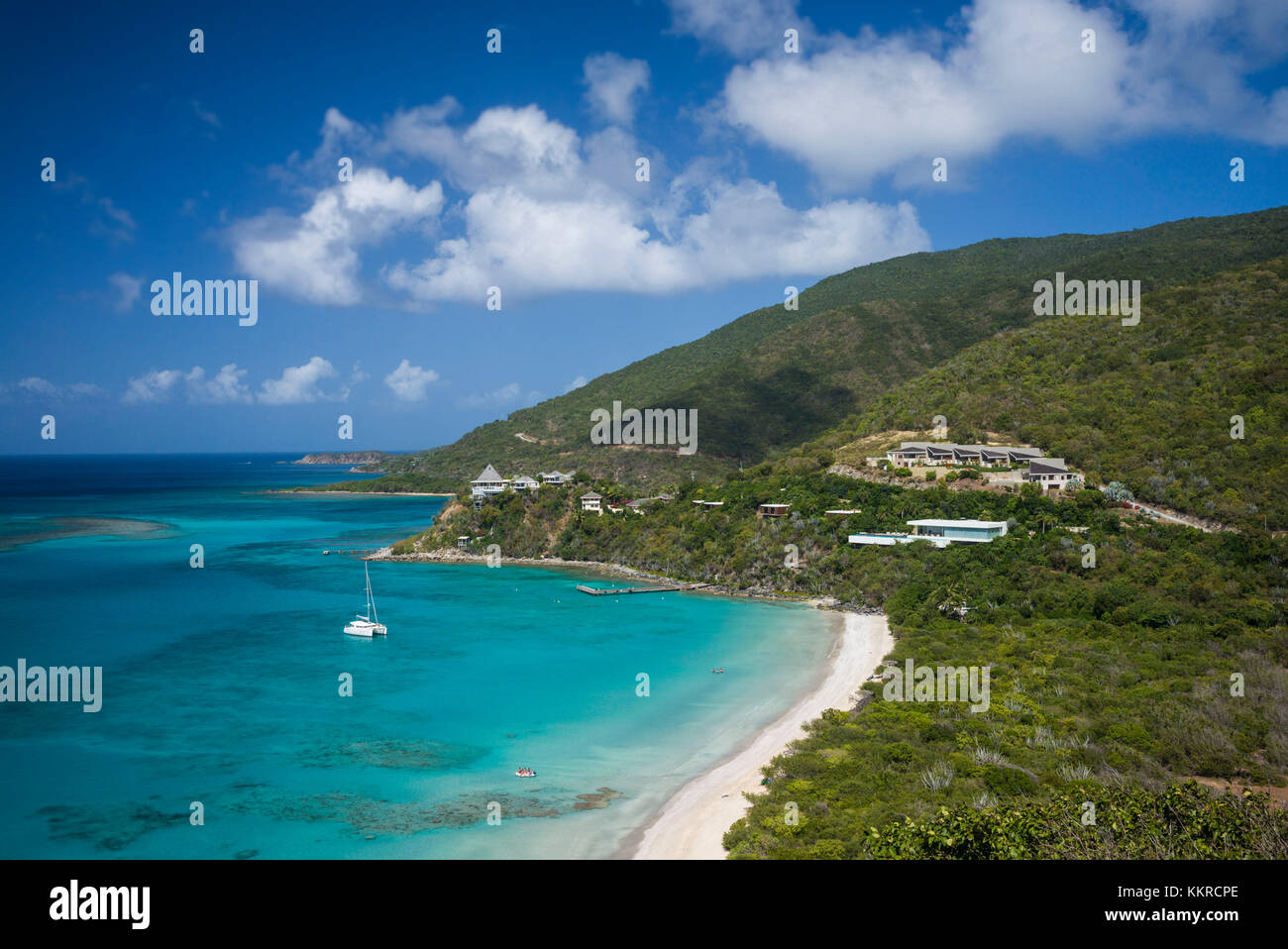 British Virgin Islands, Virgin Gorda, Pond Bay, elevated view of Pond ...