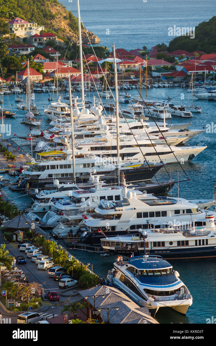 French West Indies, St-Barthelemy, Gustavia, Gustavia Harbor, elevated ...