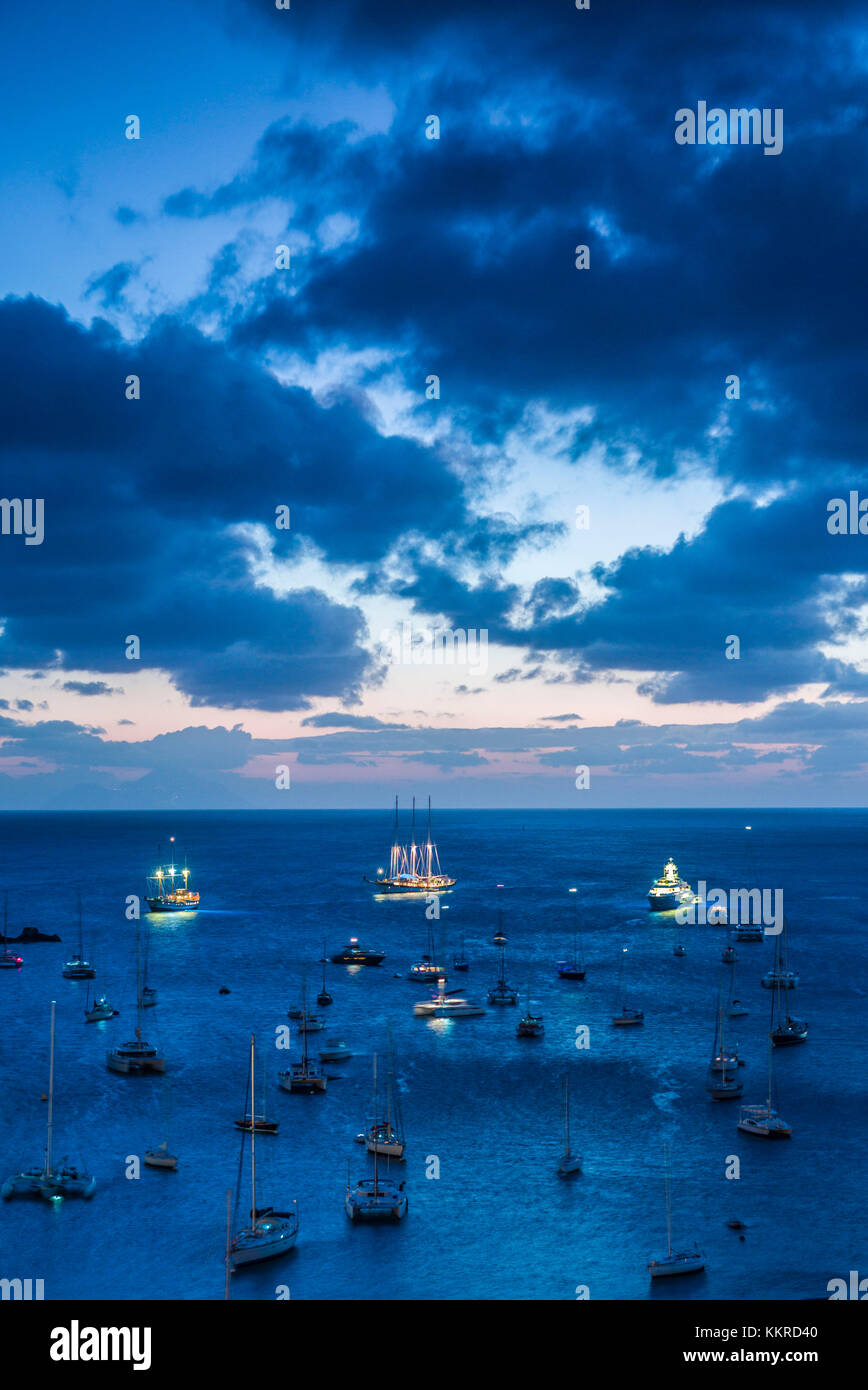 French West Indies, St-Barthelemy, Gustavia, Gustavia Harbor, elevated ...