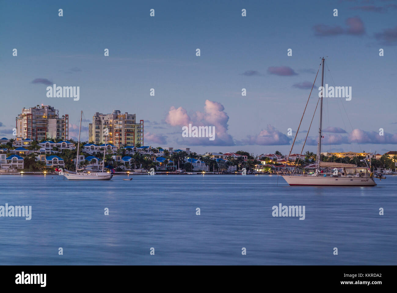 Netherlands, Sint Maarten, Simpson Bay, sunrise on the Simpson Bay ...