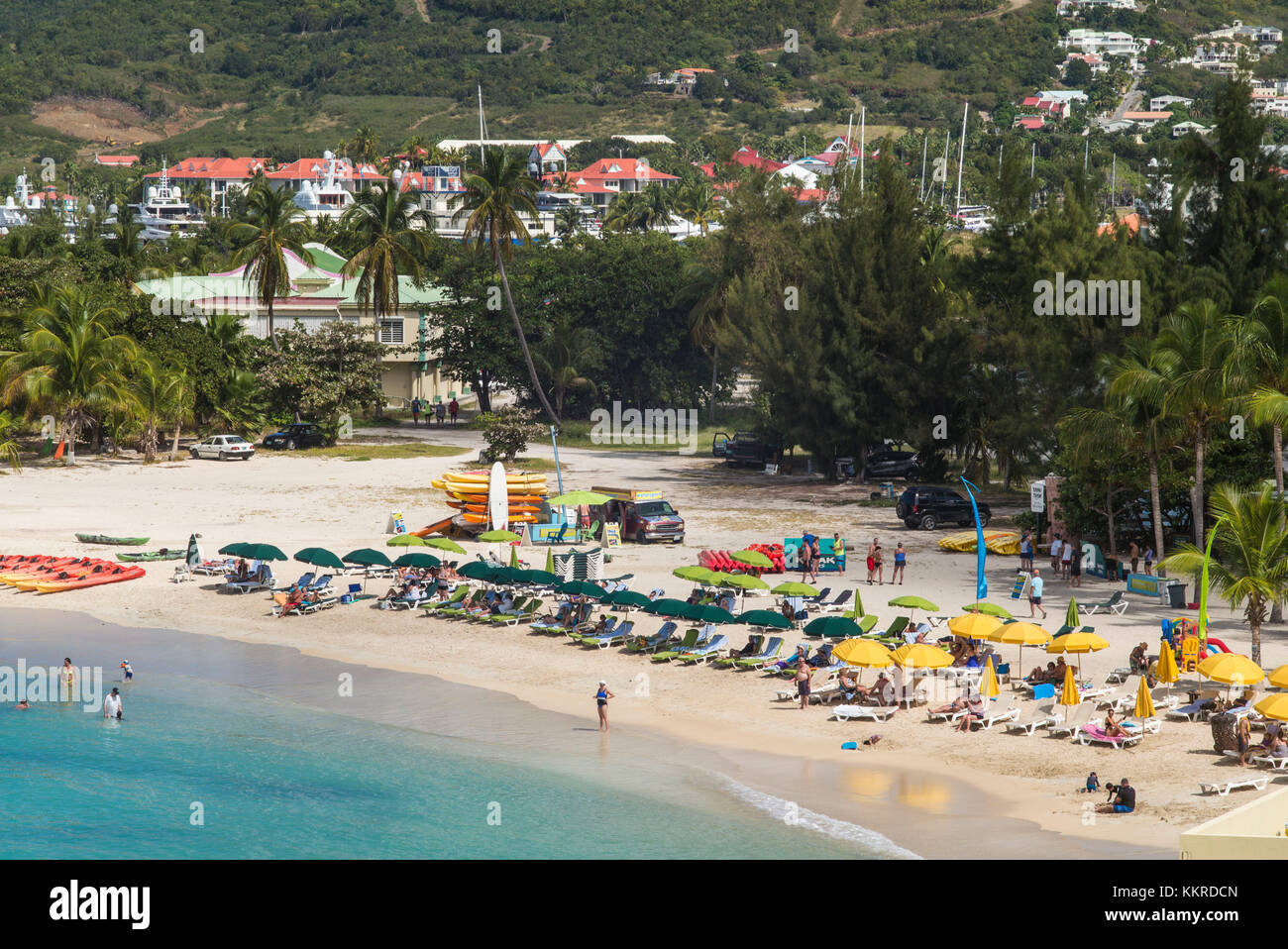 Netherlands, Sint Maarten, Simpson Bay, Simpson Bay Beach, elevated ...