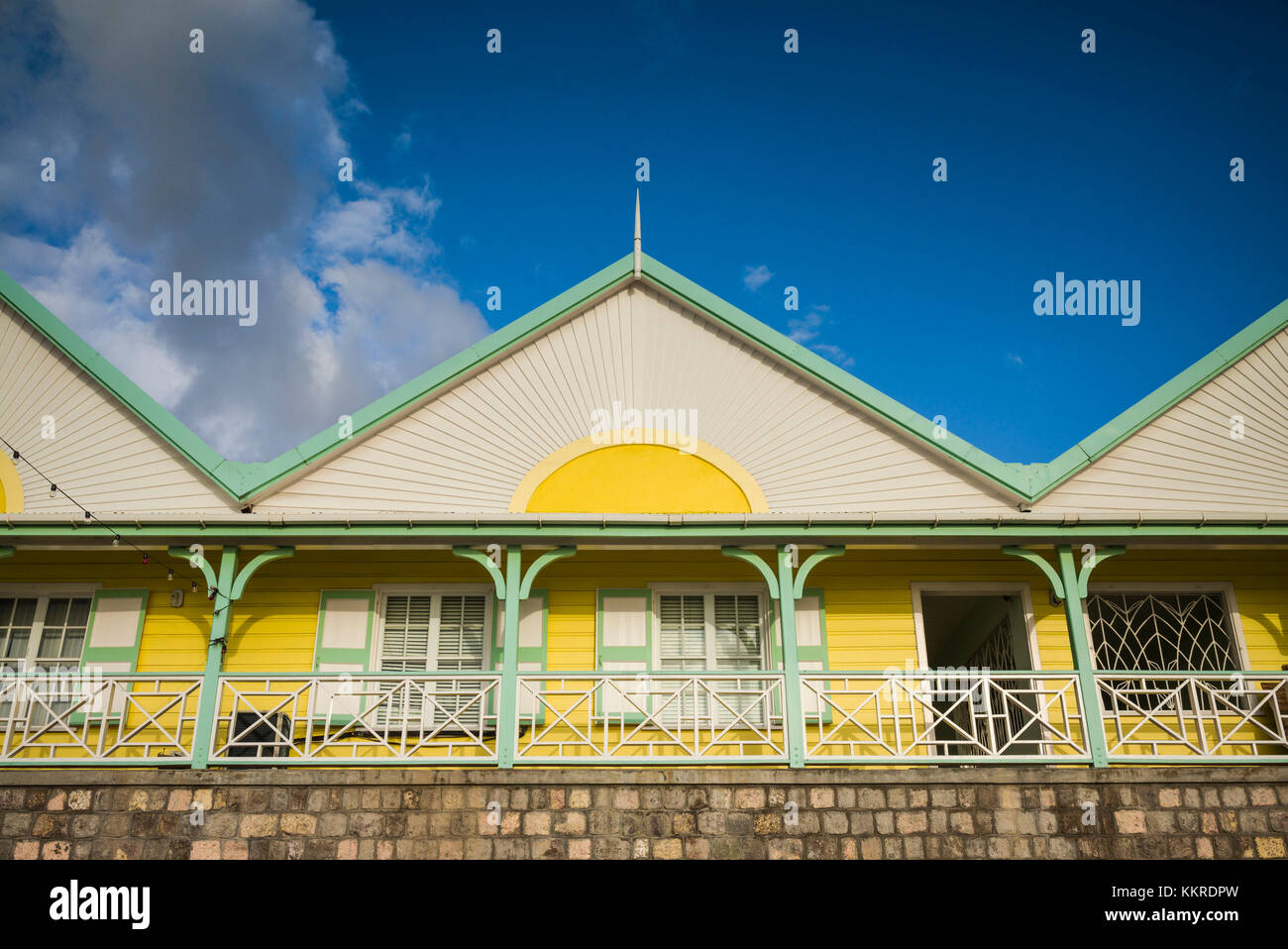 St. Kitts and Nevis, Nevis, Charlestown, waterfront buildings Stock ...