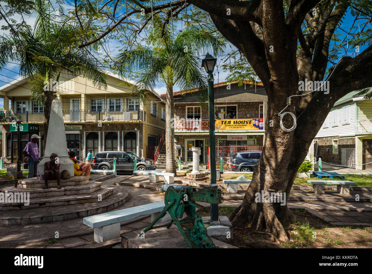 St. Kitts and Nevis, Nevis, Charlestown, town buildings Stock Photo - Alamy