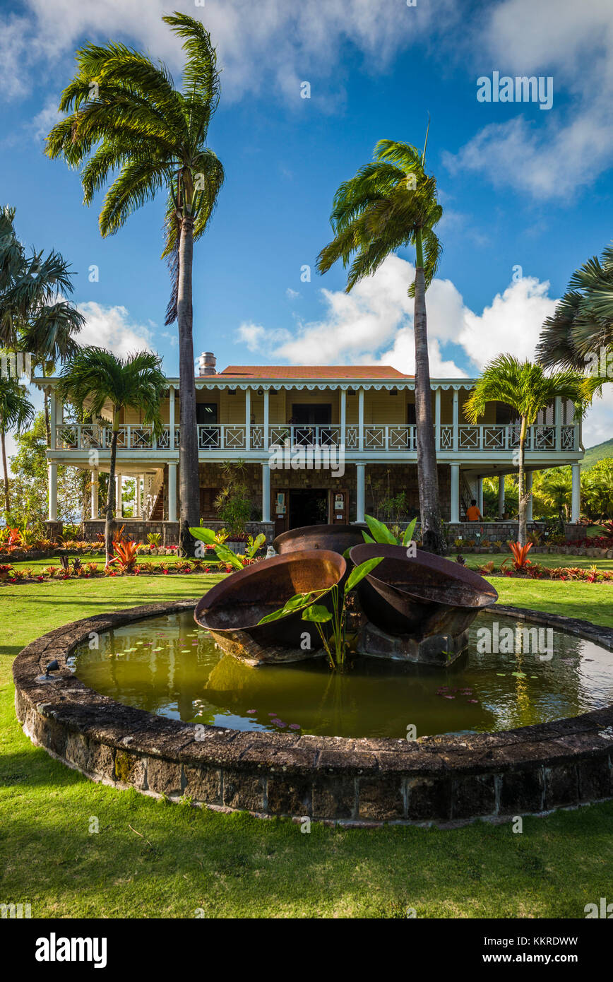 St. Kitts and Nevis, Nevis, Cole Hill, Botanical Gardens, main building ...