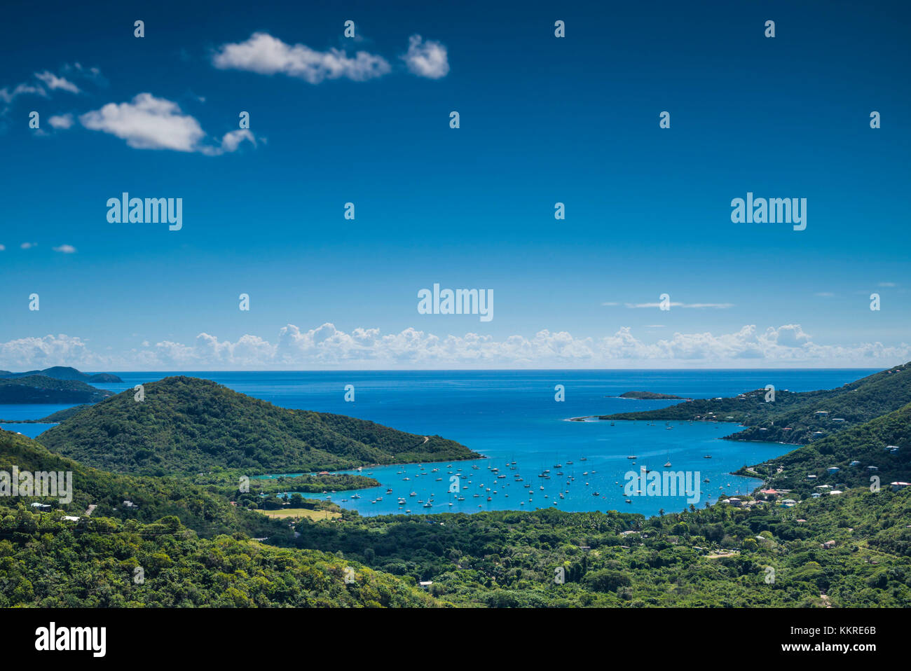 U.S. Virgin Islands, St. John, Reef Bay, elelvated view of Reef Bay ...