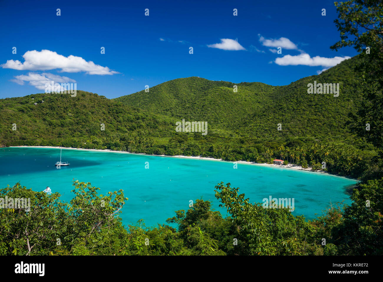 U.S. Virgin Islands, St. John, Maho Bay, elevated bay view Stock Photo ...