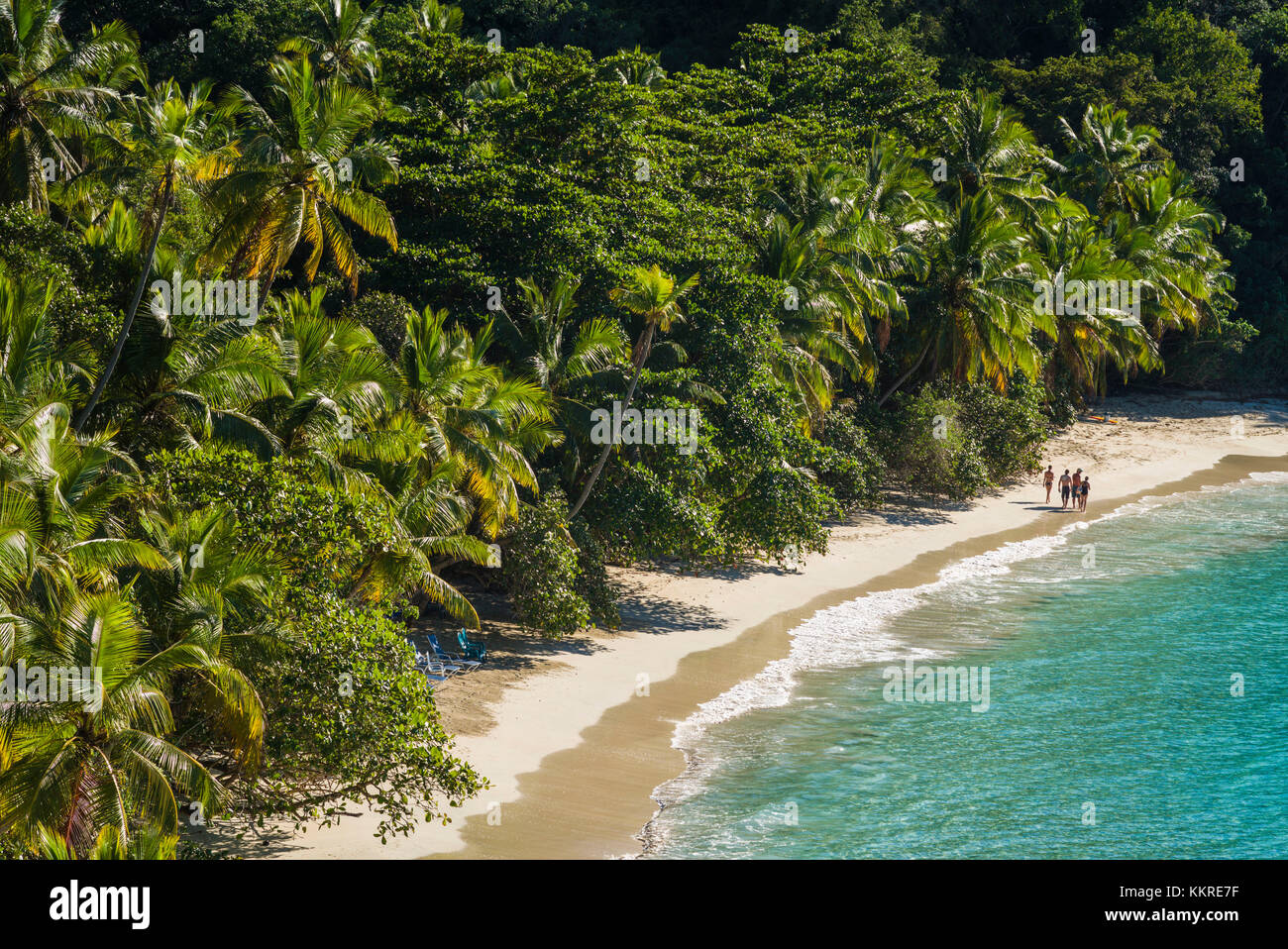 U.S. Virgin Islands, St. John, Hawksnest Bay, elelvated beach view ...