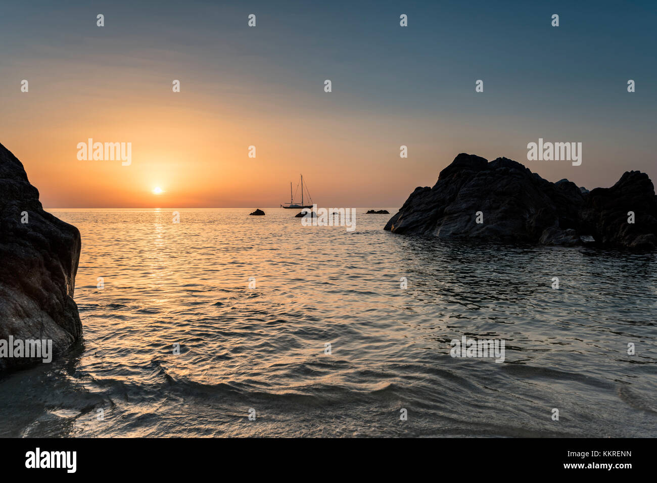 Parghelia, province of Vibo Valentia, Calabria, Italy, Europe. Sunset ...